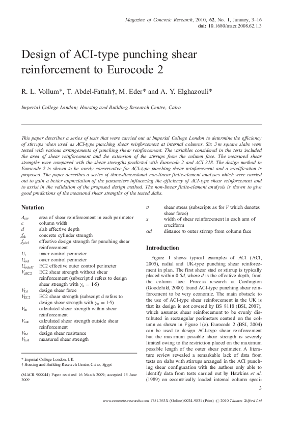 (PDF) ACI-Type Shear Reinforcement per Eurocode 2