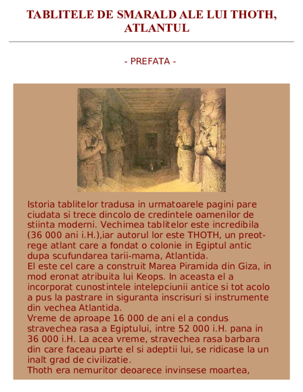 (PDF) TABLITELE DE SMARALD ALE LUI THOTH, ATLANTUL