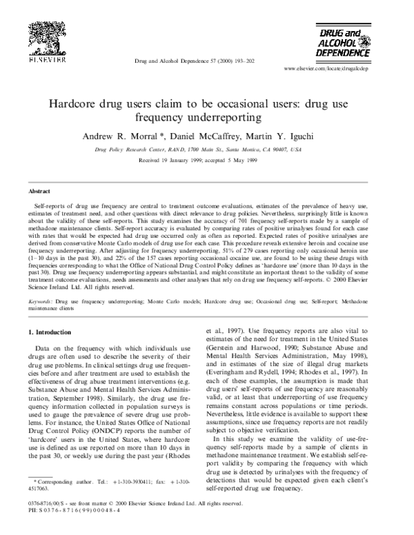 (PDF) Hardcore drug users claim to be occasional users: drug use ...