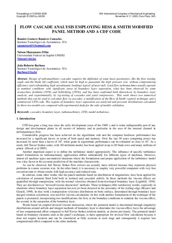 (PDF) Flow Cascade Analysis Employing Hess & Smith Modified Panel ...