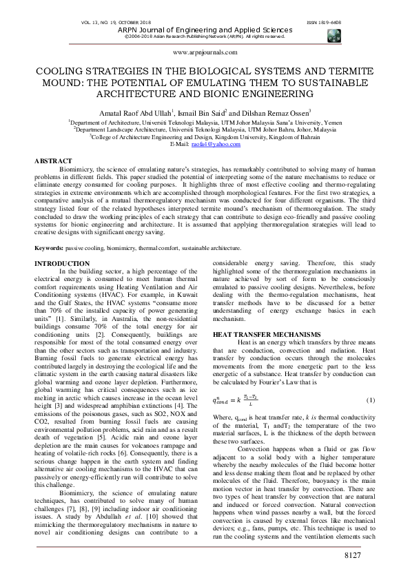 (PDF) Cooling Strategies in the Biological Systems and Termite Mound ...