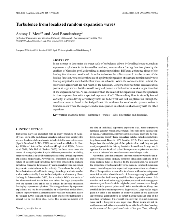 (PDF) Turbulence from localized random expansion waves