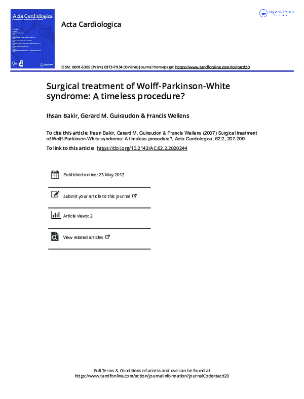 (PDF) Surgical treatment of Wolff-Parkinson-White syndrome