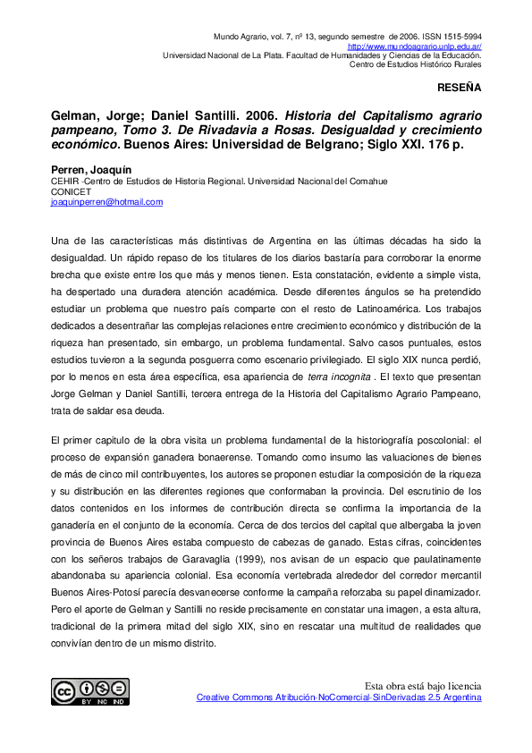 (PDF) Gelman, Jorge; Daniel Santilli. 2006. Historia del Capitalismo ...