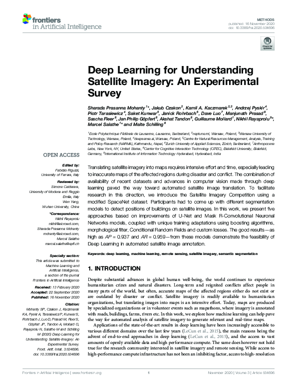 Pdf Deep Learning For Understanding Satellite Imagery An