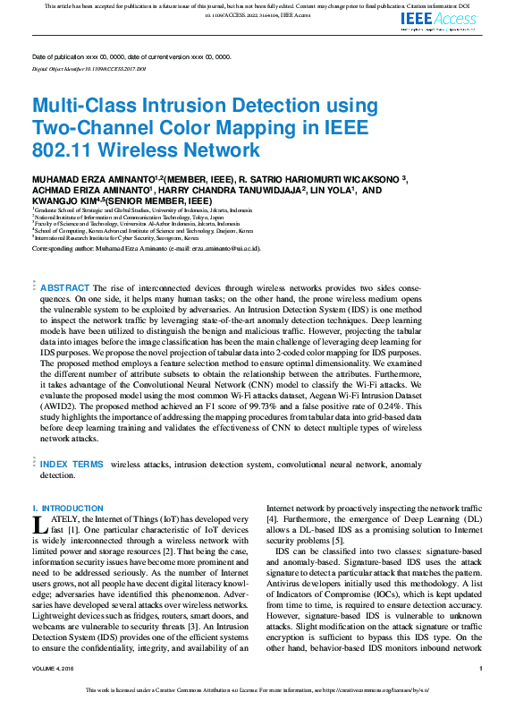 (PDF) Multi-Class Intrusion Detection using Two-Channel Color Mapping in IEEE 802.11 Wireless ...