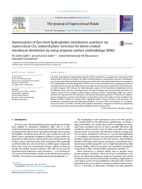 (PDF) Optimization of flat sheet hydrophobic membranes synthesis via ...
