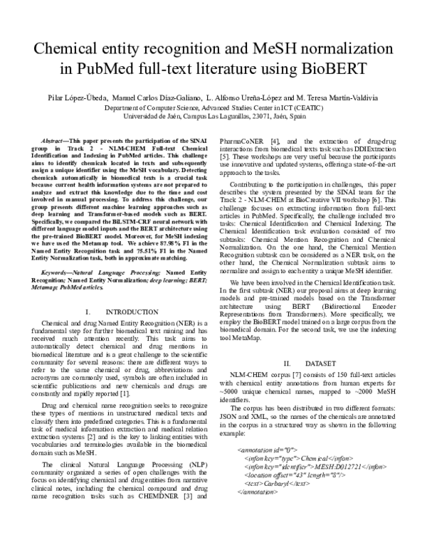(PDF) Chemical entity recognition and MeSH normalization in PubMed full-text literature using ...