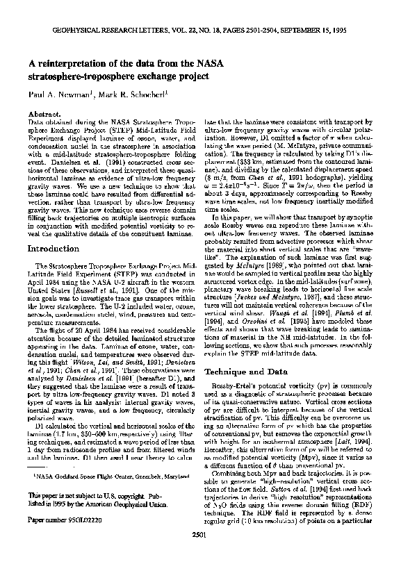 (PDF) A reinterpretation of the data from the NASA Stratosphere ...