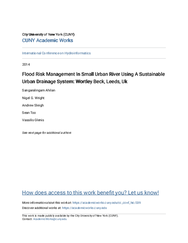 (PDF) Flood Risk Management in Small Urban River Using a Sustainable ...