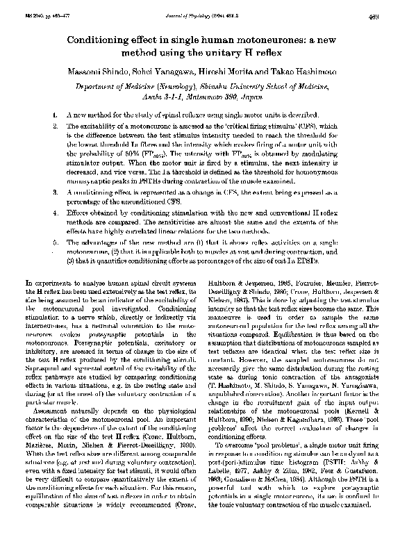 (PDF) Conditioning effect in single human motoneurones: a new method ...