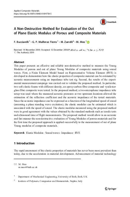 (PDF) A Non-Destructive Method for Evaluation of the Out of Plane Elastic Modulus of Porous and ...