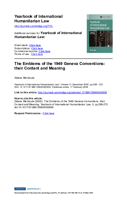 (PDF) The Emblems of the 1949 Geneva Conventions: their Content and Meaning