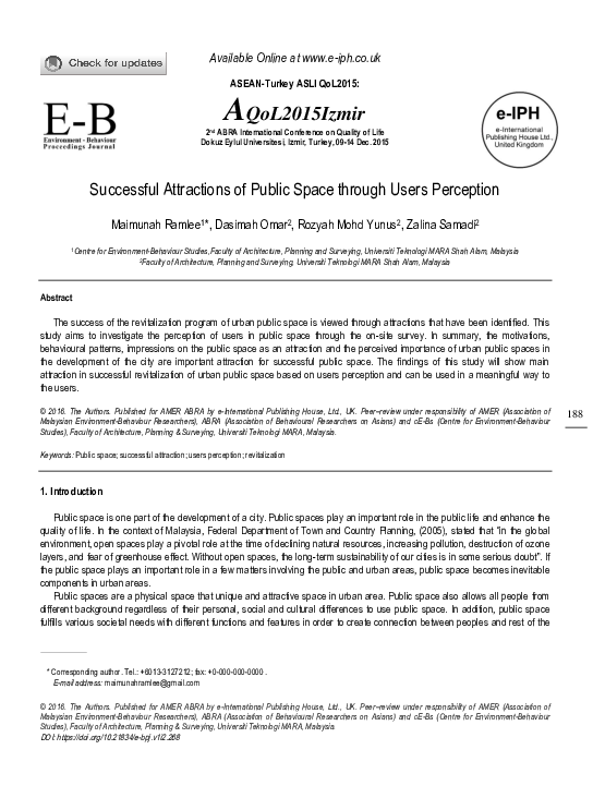 (PDF) Successful Attractions of Public Space through Users Perception