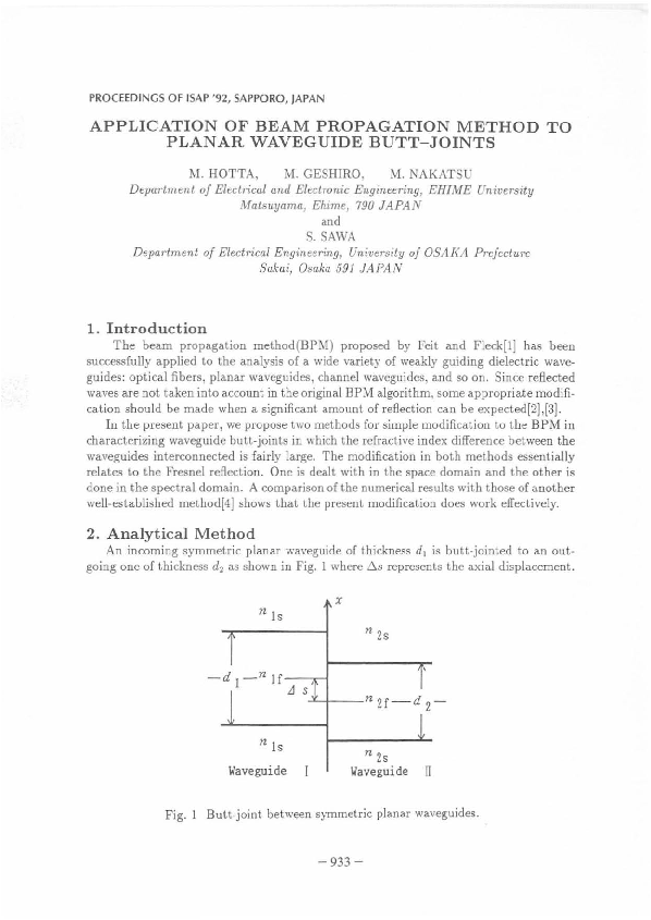 (PDF) Application of Beam Propagation Method to Planar Waveguide Butt ...