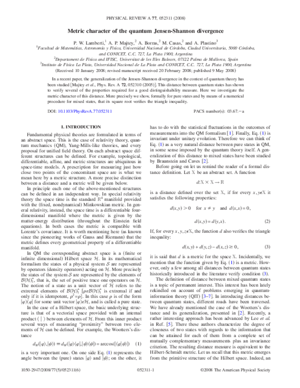 (PDF) Metric character of the quantum Jensen-Shannon divergence | A ...