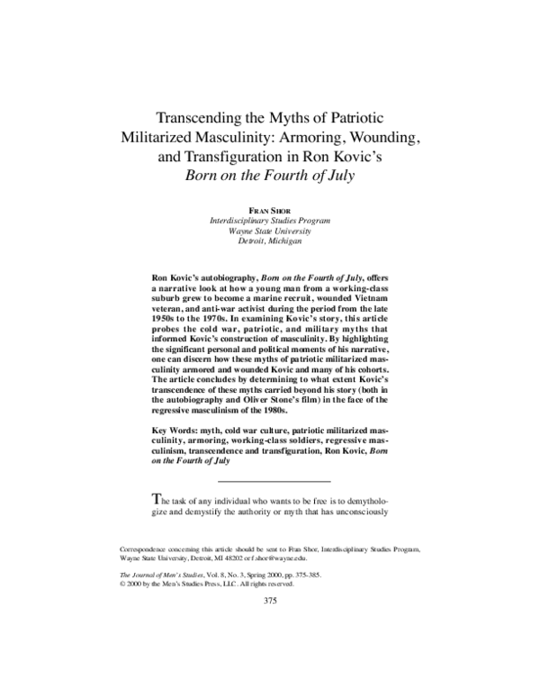 (PDF) Transcending the Myths of Patriotic Militarized Masculinity ...