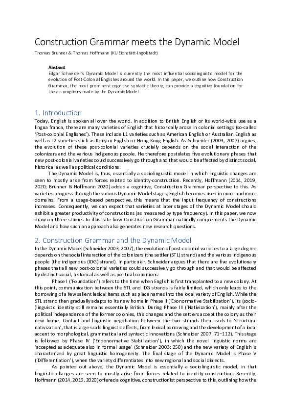 (PDF) Construction Grammar meets the Dynamic Model