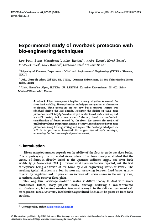 (PDF) Experimental study of riverbank protection with bio-engineering ...