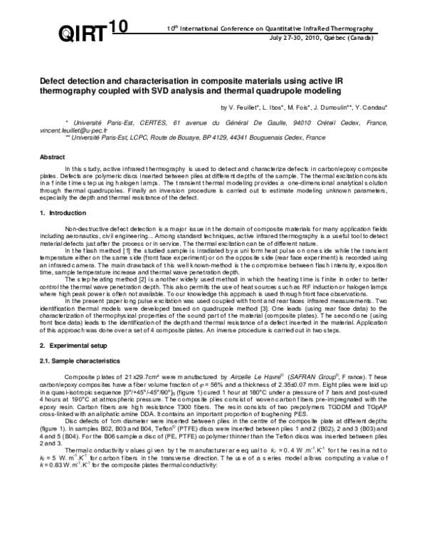 Pdf Defect Detection And Characterisation In Composite Materials Using Active Ir Thermography
