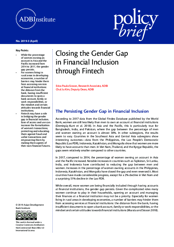 (PDF) Closing the Gender Gap in Financial Inclusion through Fintech