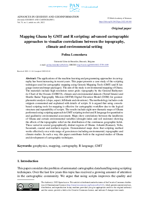Pdf Mapping Ghana By Gmt And R Scripting Advanced Cartographic Approaches To Visualize