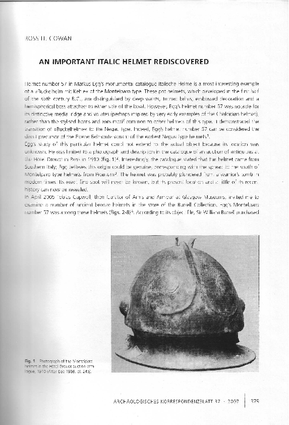 (PDF) An Important Italic Helmet Rediscovered