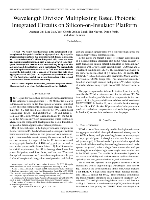 (PDF) Wavelength Division Multiplexing Based Photonic Integrated Circuits on Silicon-on ...