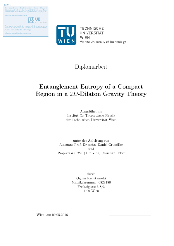 (PDF) Entanglement entropy of a compact region in a 2D-dilaton gravity theory