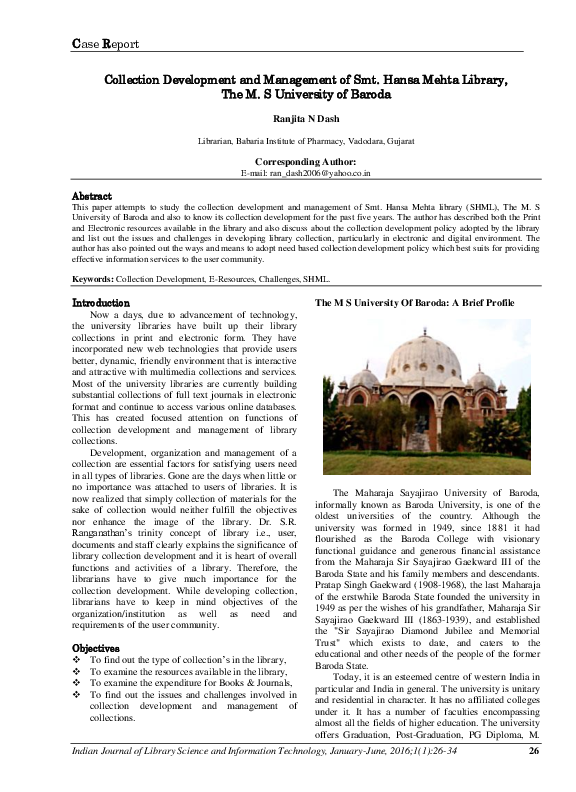 (PDF) Collection Development and Management of Smt. Hansa Mehta Library ...