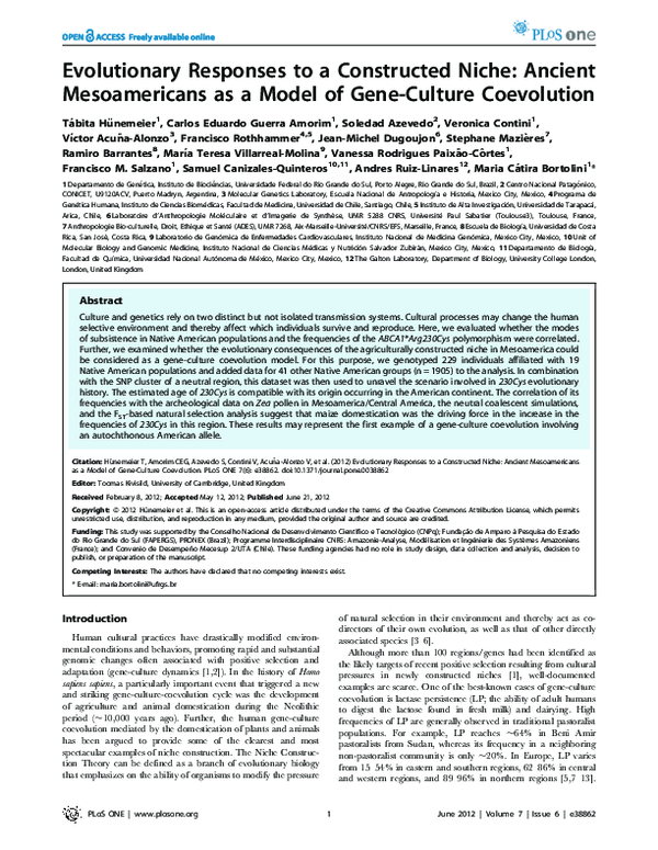 (PDF) Evolutionary Responses to a Constructed Niche: Ancient ...