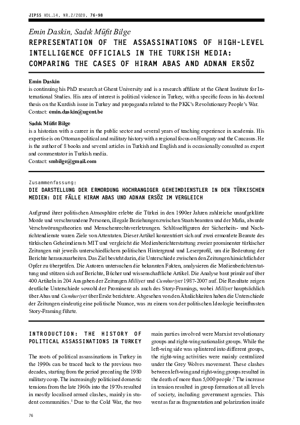 (PDF) REPRESENTATION OF THE ASSASSINATIONS OF HIGH-LEVEL INTELLIGENCE ...