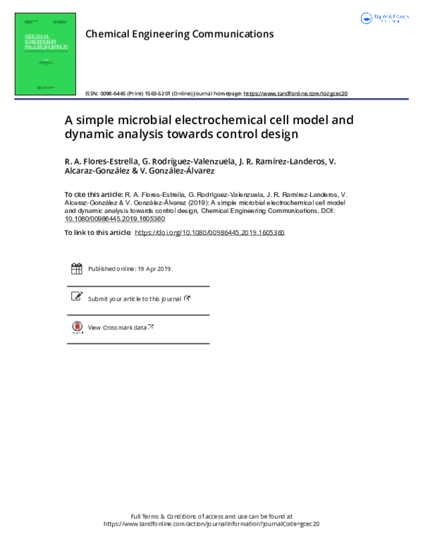 (PDF) A simple microbial electrochemical cell model and dynamic ...