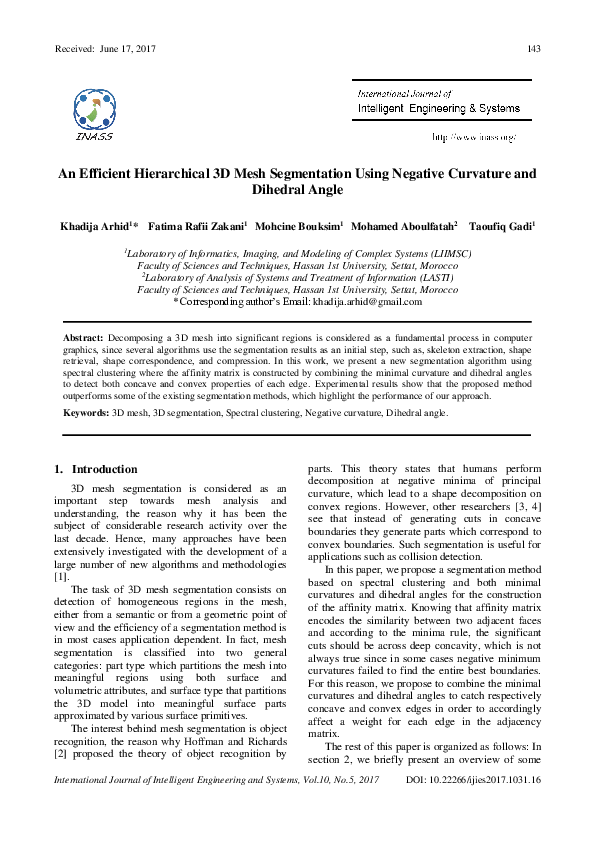 (PDF) An Efficient Hierarchical 3D Mesh Segmentation Using Negative ...