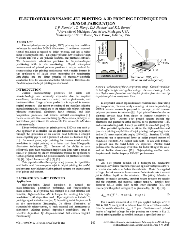 (PDF) Electrohydrodynamic Jet Printing: A 3D Printing Technique for ...