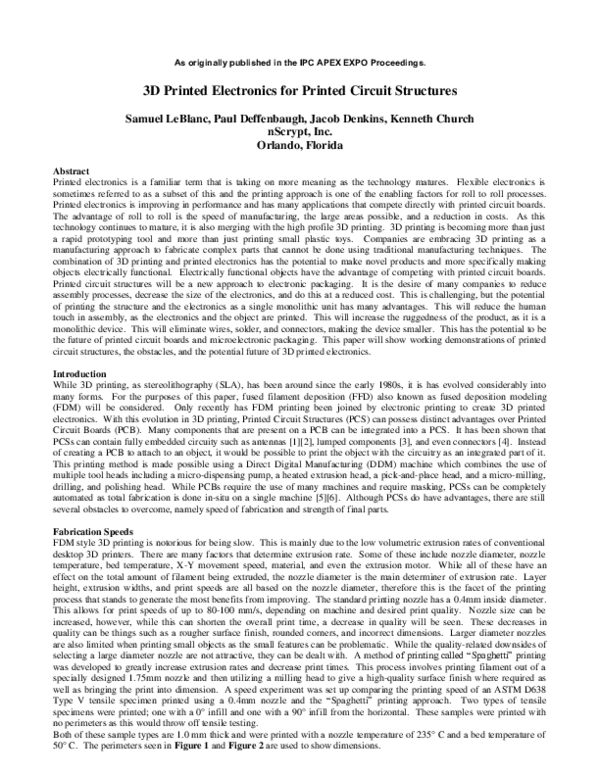 Pdf 3d Printed Electronics For Printed Circuit Structures