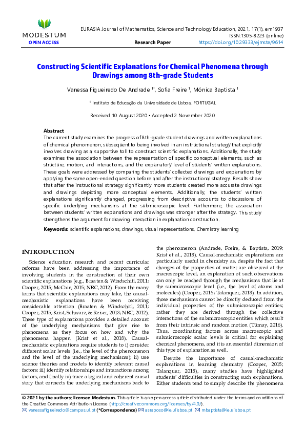 (PDF) Constructing Scientific Explanations for Chemical Phenomena ...