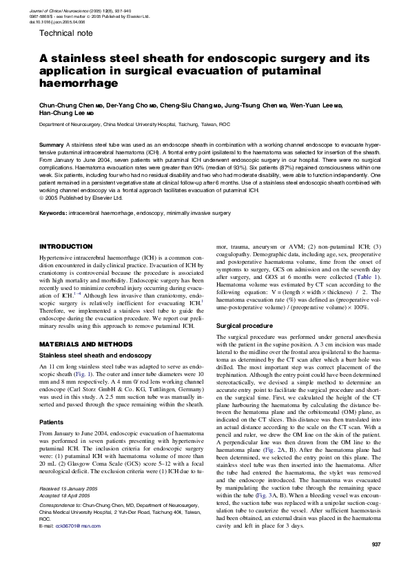 (PDF) A stainless steel sheath for endoscopic surgery and its ...
