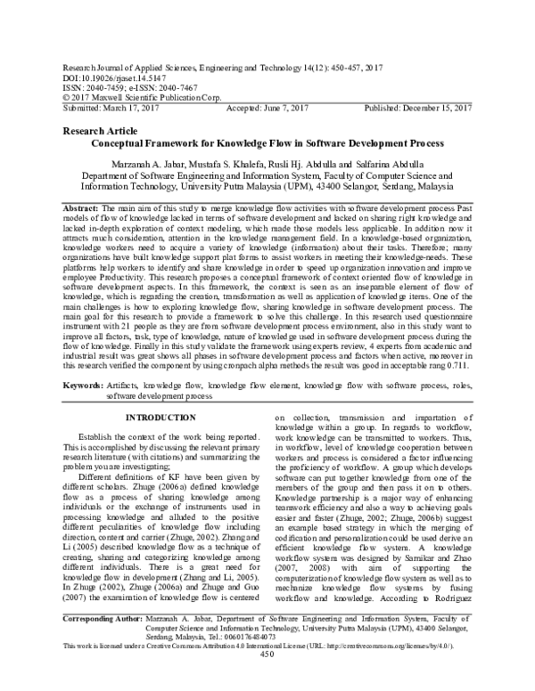 (PDF) Conceptual Framework for Knowledge Flow in Software Development Process