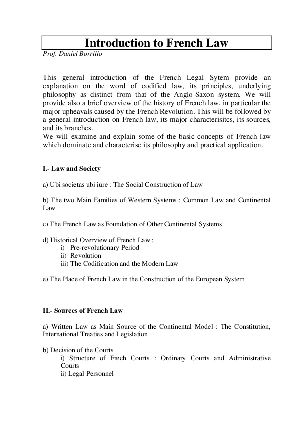 (PDF) Introduction To French Law