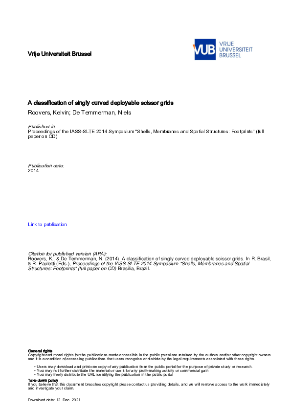 (PDF) Classifying Singly Curved Deployable Scissor Grids