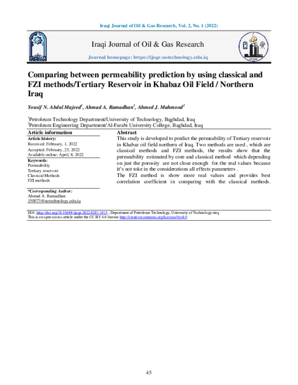 (PDF) Comparing between permeability prediction by using classical and ...