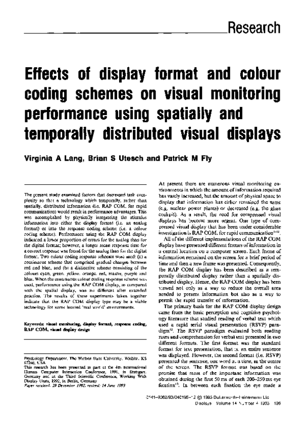 (PDF) Effects of display format and colour coding schemes on visual ...