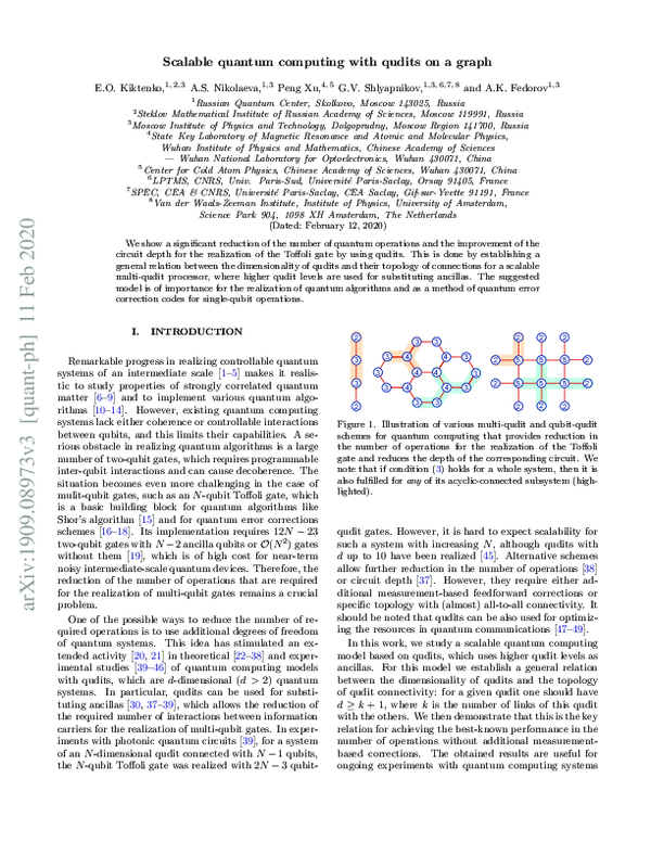 (PDF) Scalable quantum computing with qudits on a graph