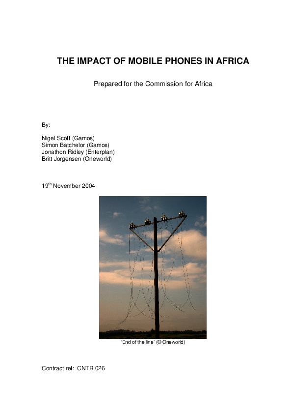 (PDF) The Impact of Mobile Phones In Africa
