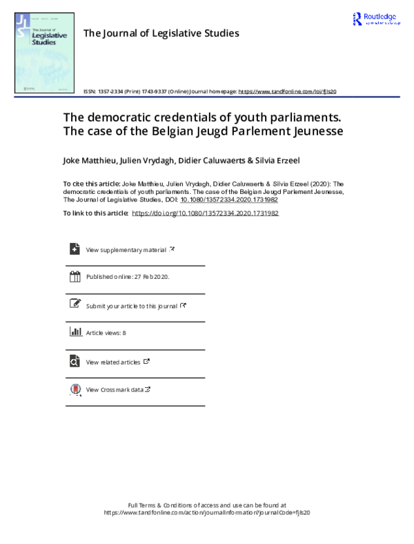 (PDF) The democratic credentials of youth parliaments. The case of the ...