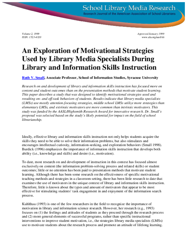 (PDF) An exploration of motivational strategies used by library media ...