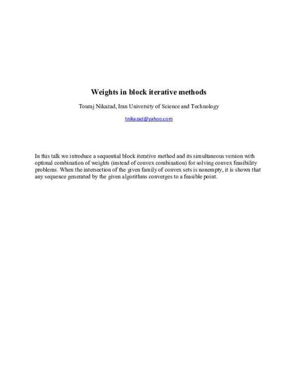 (PDF) Weights in block iterative methods