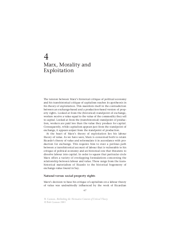 (PDF) Marx, Morality and Exploitation