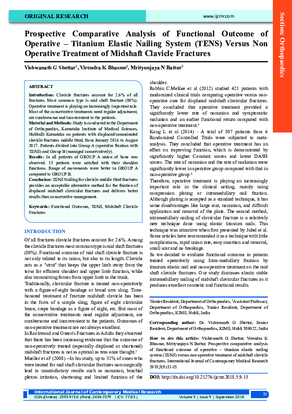 (PDF) Prospective Comparative Analysis of Functional Outcome of ...